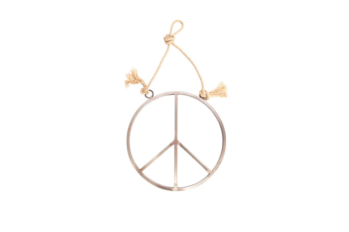 Peace Sign ~ Metal + Jute (small) | Joyful Treasures
